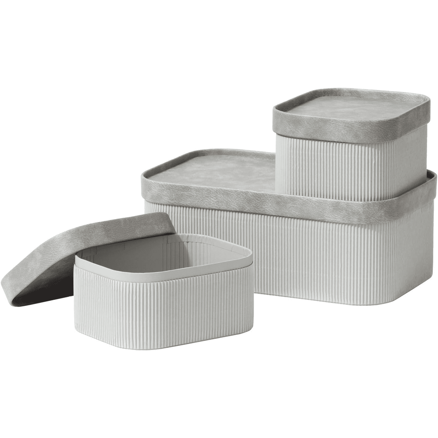 Hltsor Vegan Leather Storage Boxes with Lids Decorative Storage ...