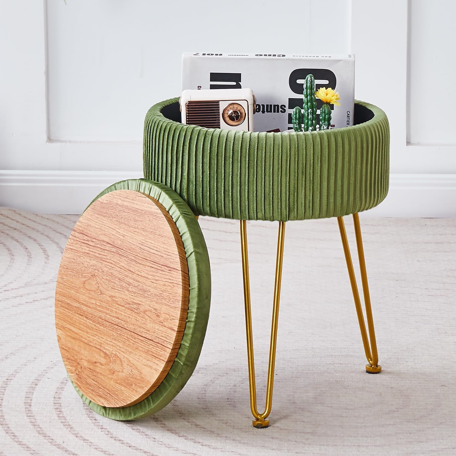 dxynlzq Velvet Foot Rest Stool Multipurpose Dressing Stools Upholstered ...
