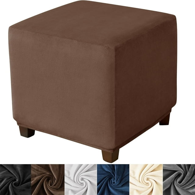 dxynlzq Velvet Ottoman Cover - Thick Slipcover for Square Ottoman ...