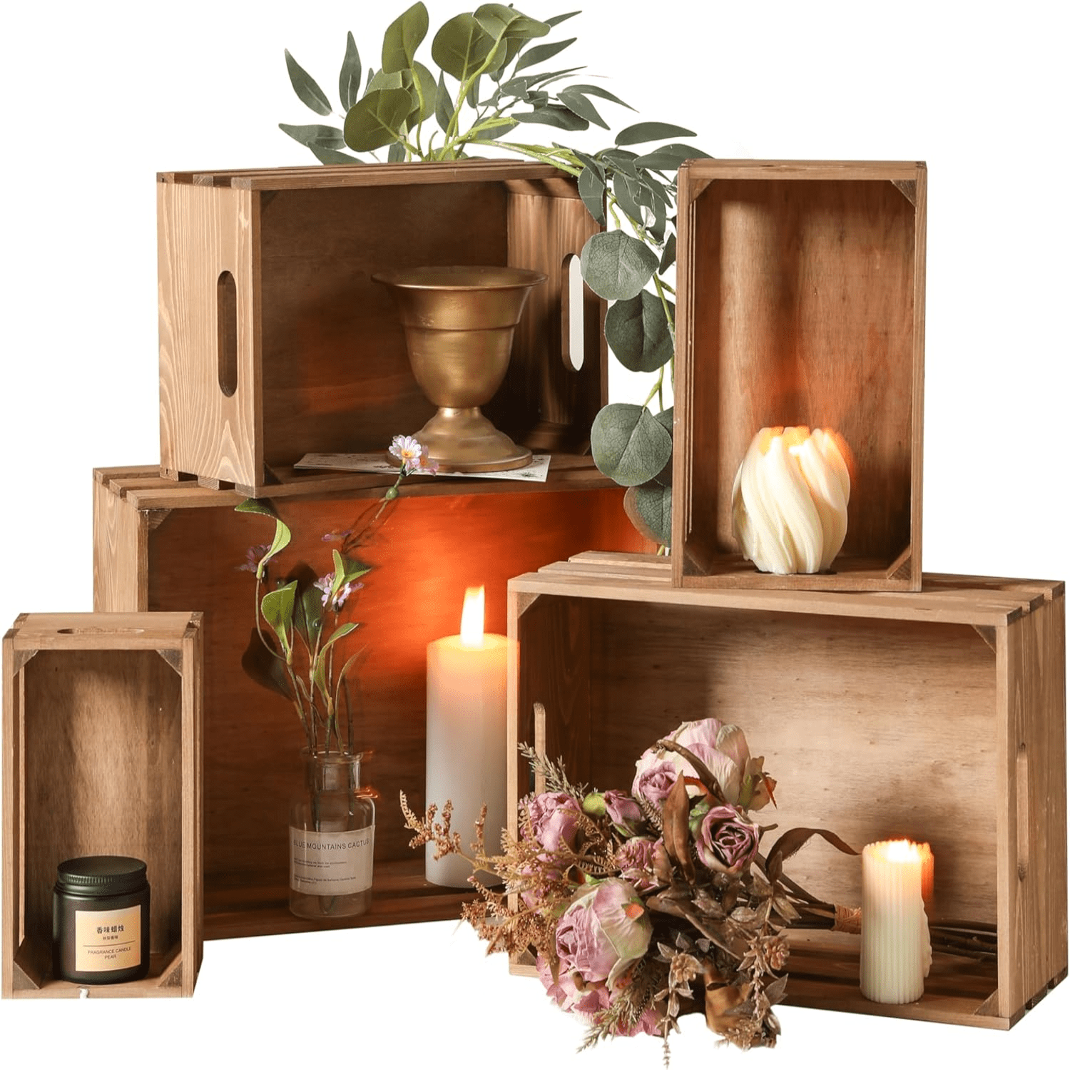 dxynlzq Vintage Rustic Solid Wood Decorative Nesting Wooden Crates ...