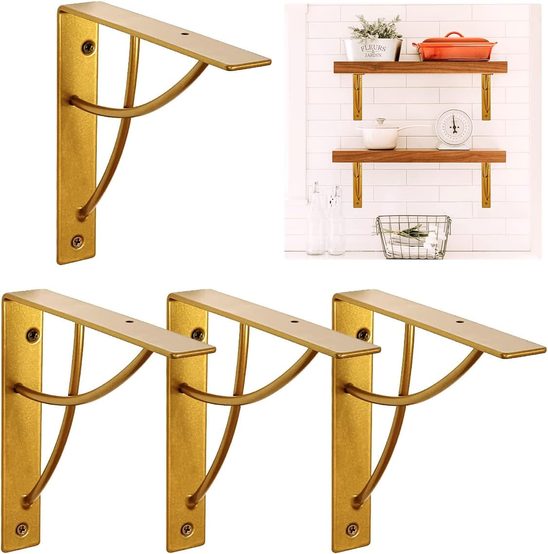 dxynlzq WAALIJI Metal Shelf Brackets Gold Heavy Duty Shelf Bracket 7 ...