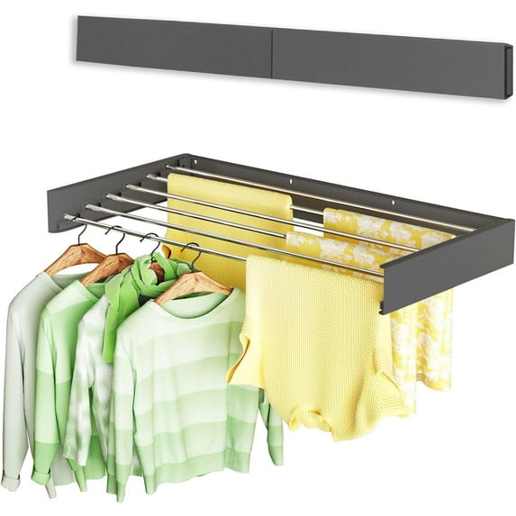 HLZBJY Wall Mounted Clothes Drying Rack 32" Foldable Wall Mount Laundry ...
