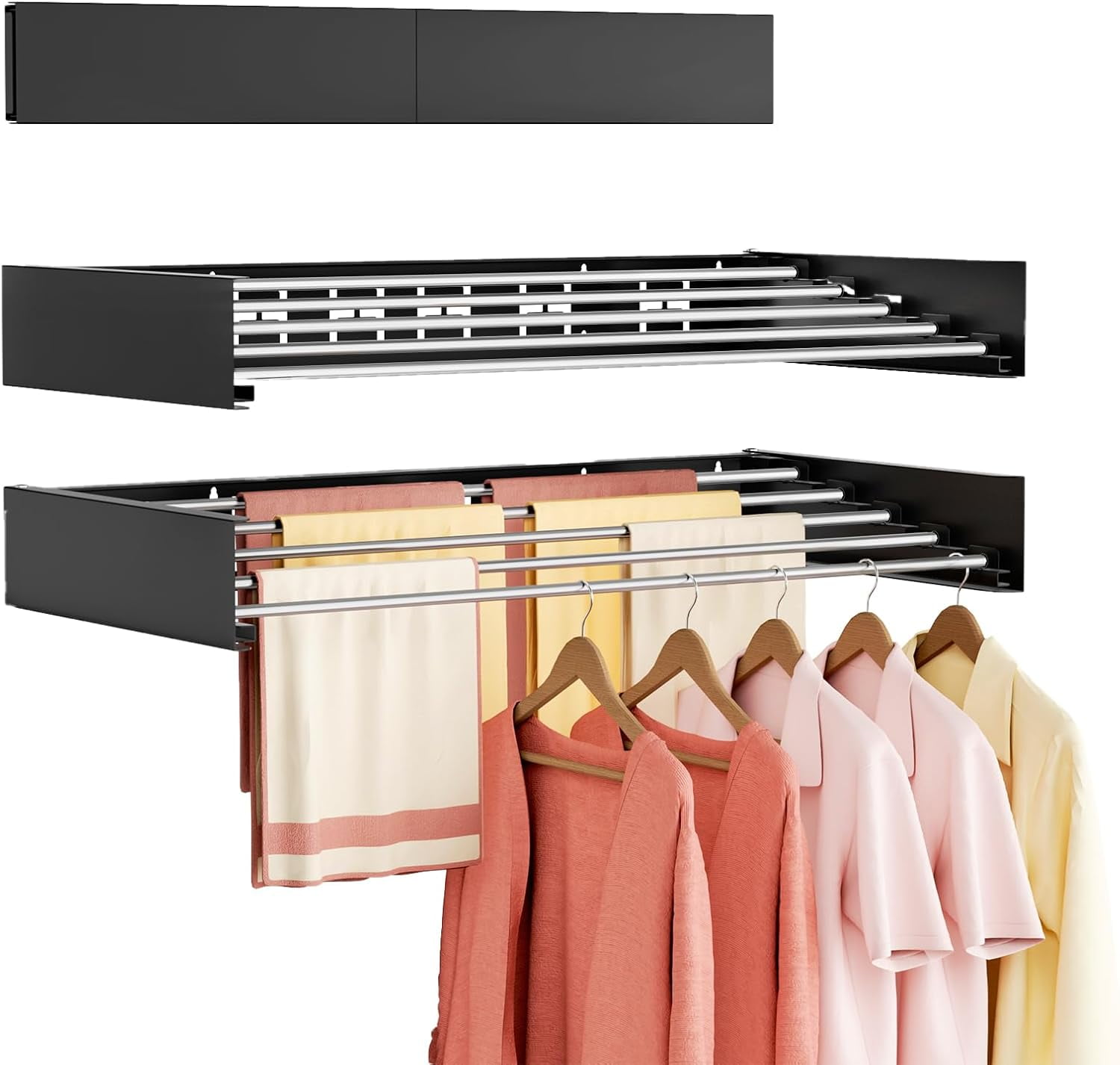 dxynlzq Wall Mounted Clothes Drying Rack Folding Indoor Foldable ...