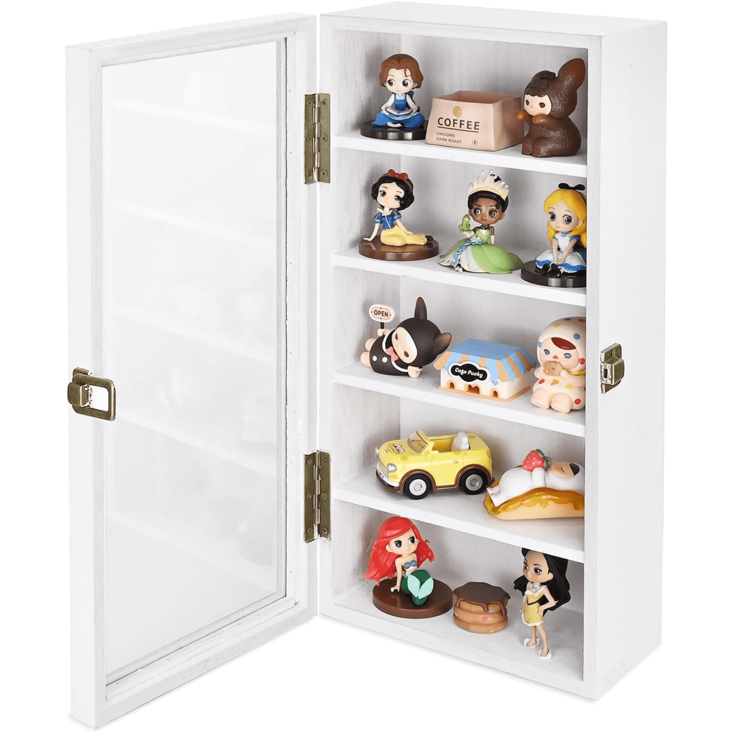 dxynlzq Wall Mounted Wooden Collectible Shadow Display Case 5 Shelf ...