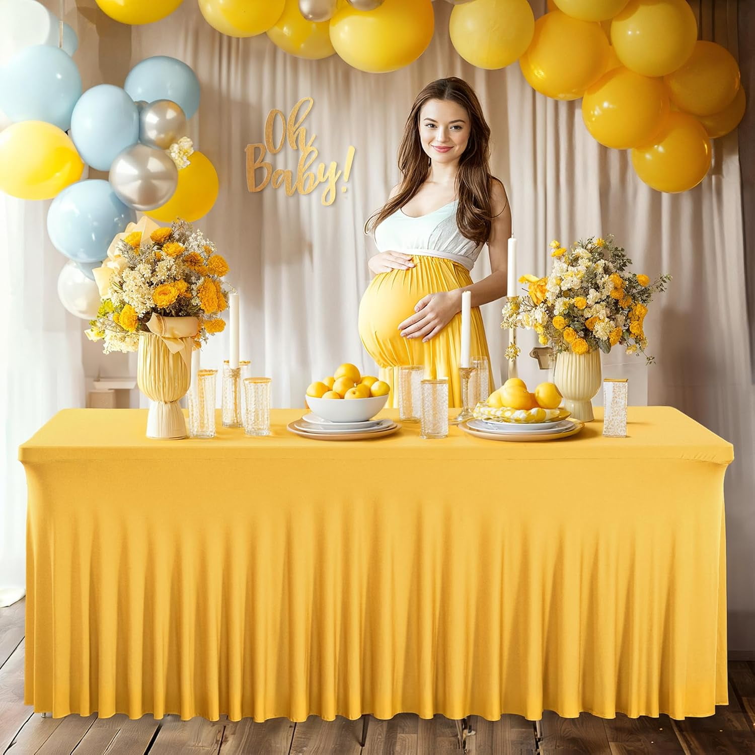 dxynlzq White Spandex Table Skirts Table Covers for Rectangle Tables ...