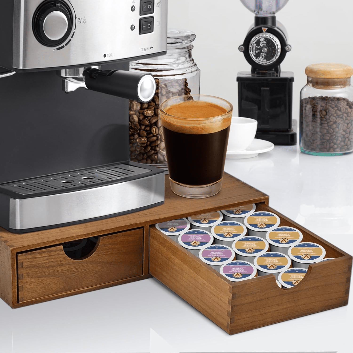 dxynlzq Wooden K Cup Organizer Coffee Pod Storage - K Pod Holder with ...