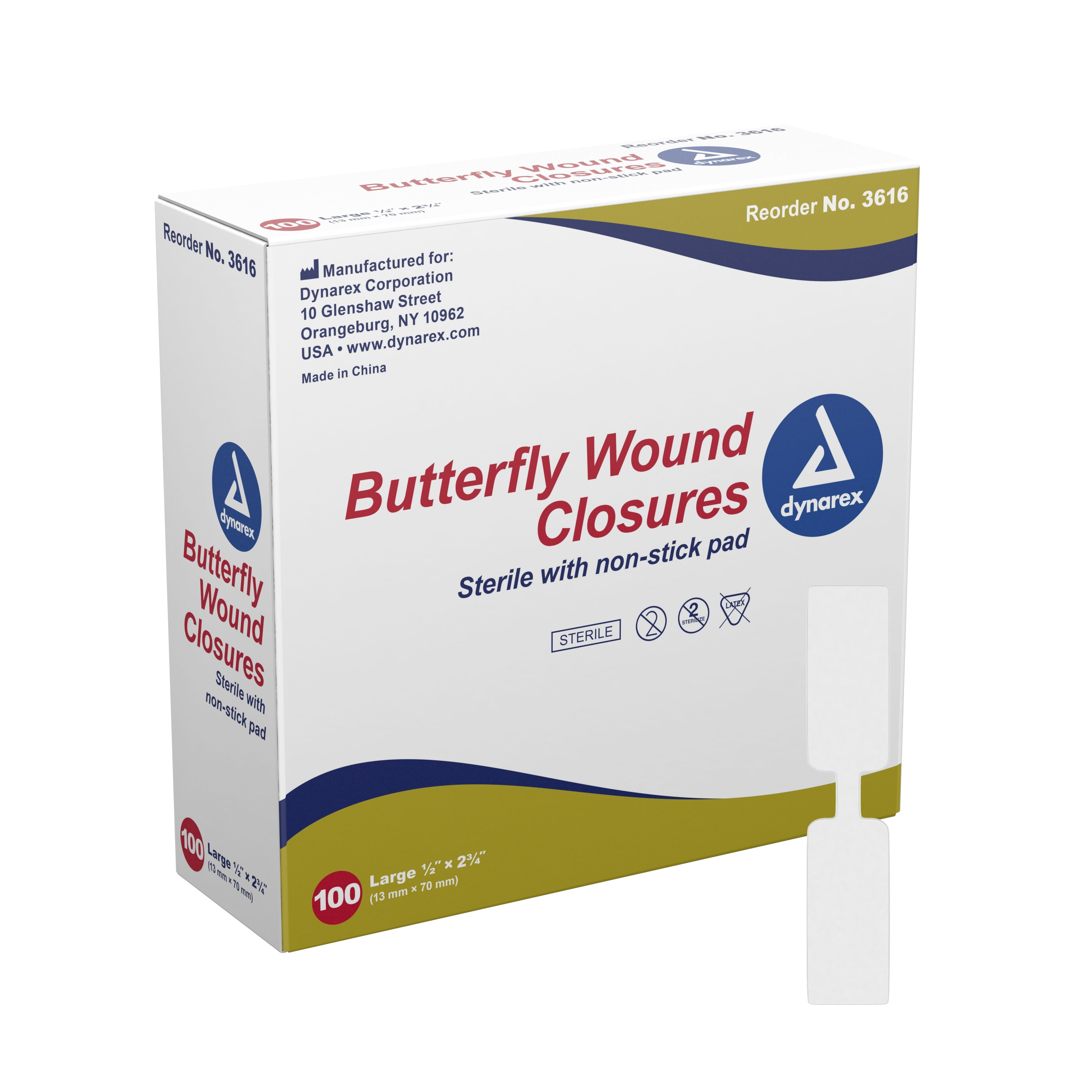 dynarex Butterfly Wound Closure Strip, _ by 2_ Inches (CS/2400 ...