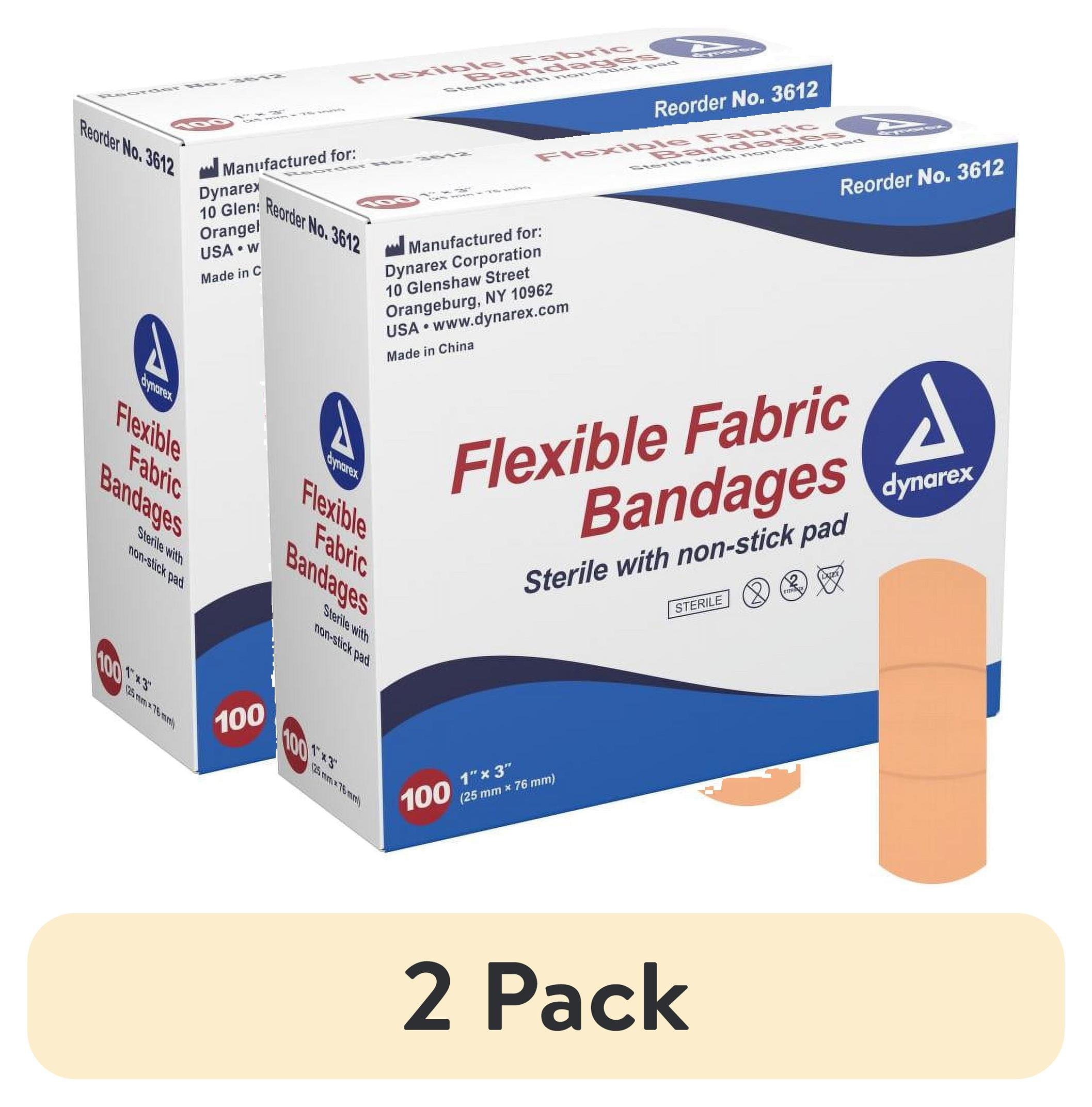 (2 pack) dynarex Flexible Fabric Bandages, 1 x 3 Inch, Fabric, Tan, 100 ...