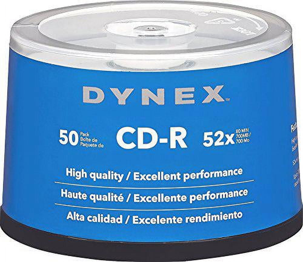 Dynex 50-Pack Recordable 52x CD-R Disc Spindle for Audio Music Burning ...