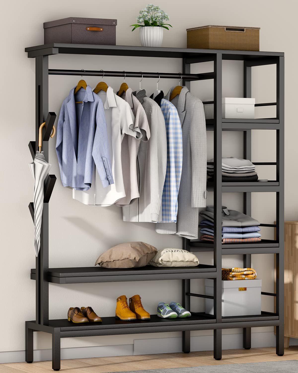 dzyasd 650lbs Capacity Heavy Duty Clothing Rack with Shelves ...