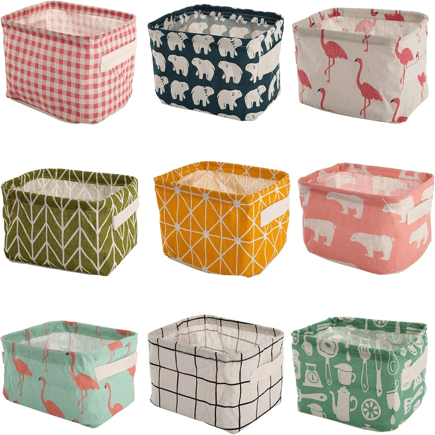 dzyasd 9 Pack Mini Canvas Storage Bins - Collapsible Canvas Shelf ...