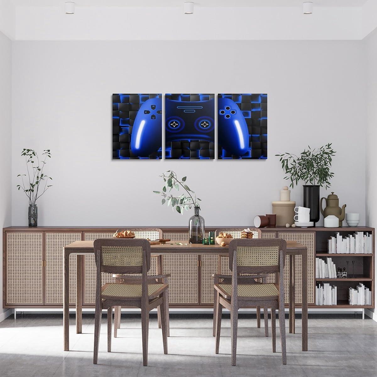 dzyasd Video Game Room Wall Decor Boys Gamer Canvas Wall Art Geometric ...