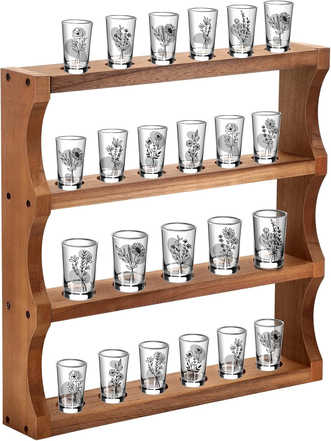 dzyasd Wood Shot Glass Display Case Shot Glasses Holder Wall Floating ...