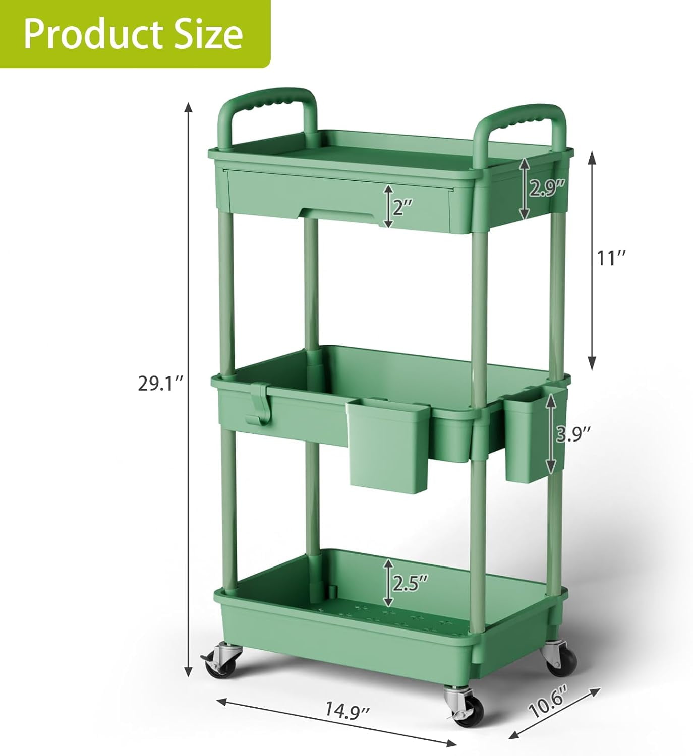 dzyqwe 5 Tier Rolling Cart Organizer Bathroom Cart Organizers with ...