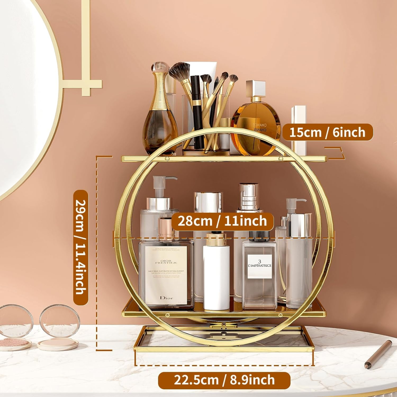 dzyqwe Green Perfume Organizer for Dresser 2-Tier Bathroom Counter ...
