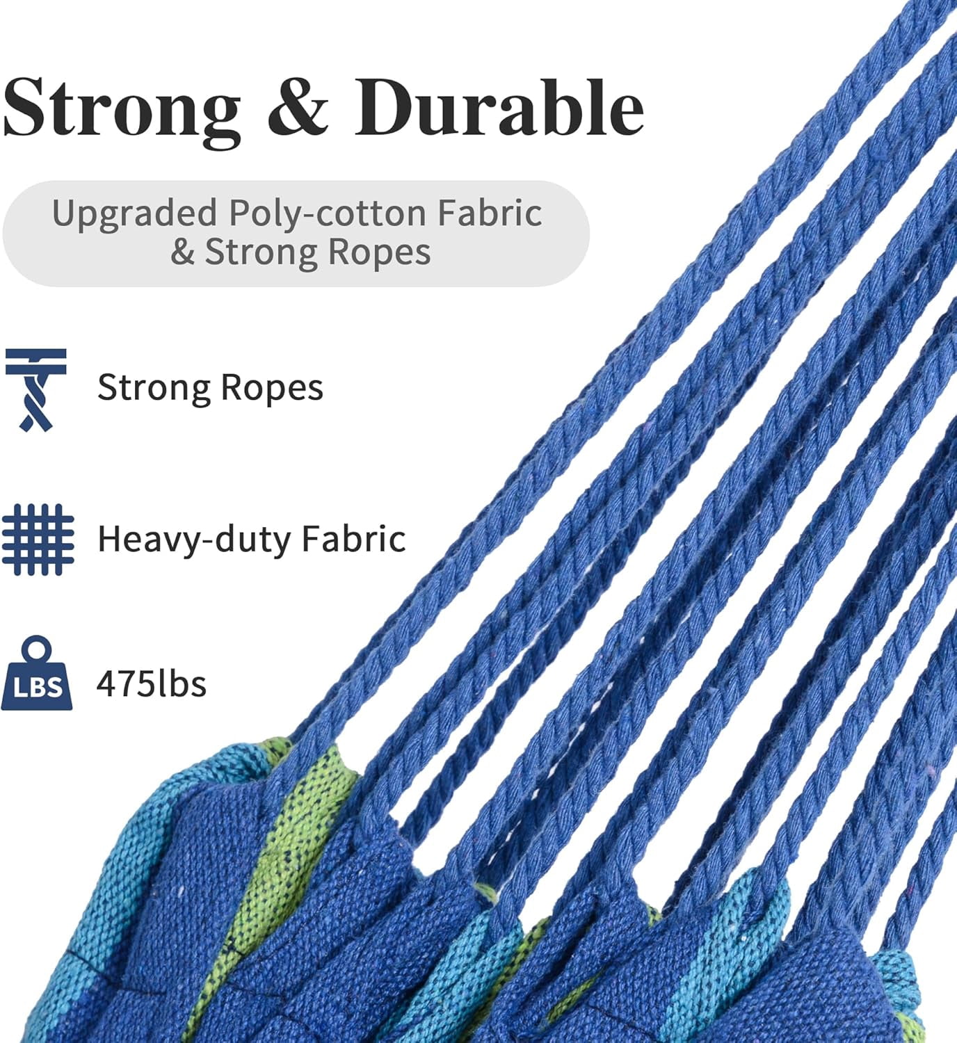 dzyqwe Portable Tree Hammock Double 2 Person with Bag Blue Stripe ...