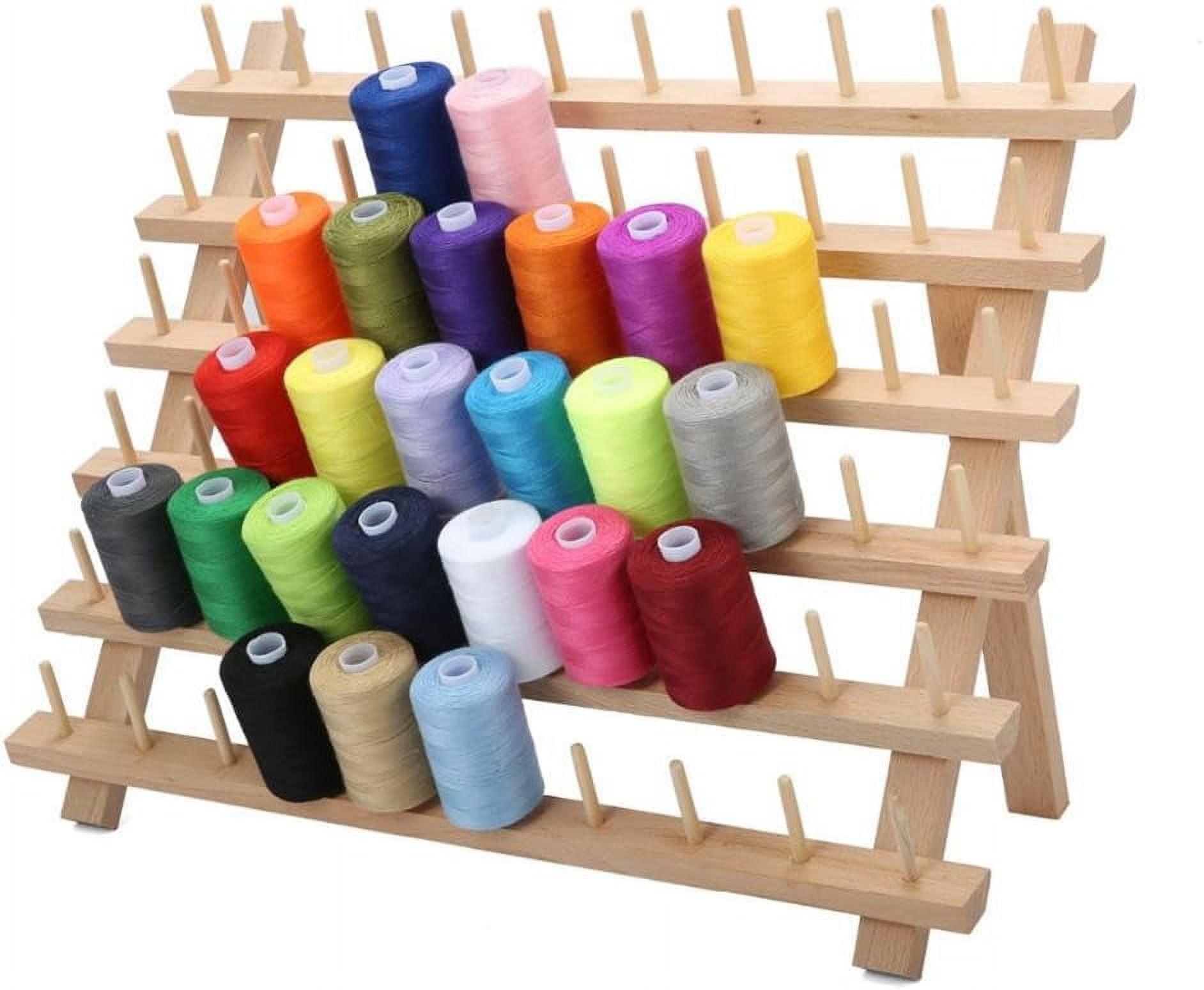 e 60 Bobbins Wooden Thread Rack Stand Sewing Thread Beech Wood Storage ...