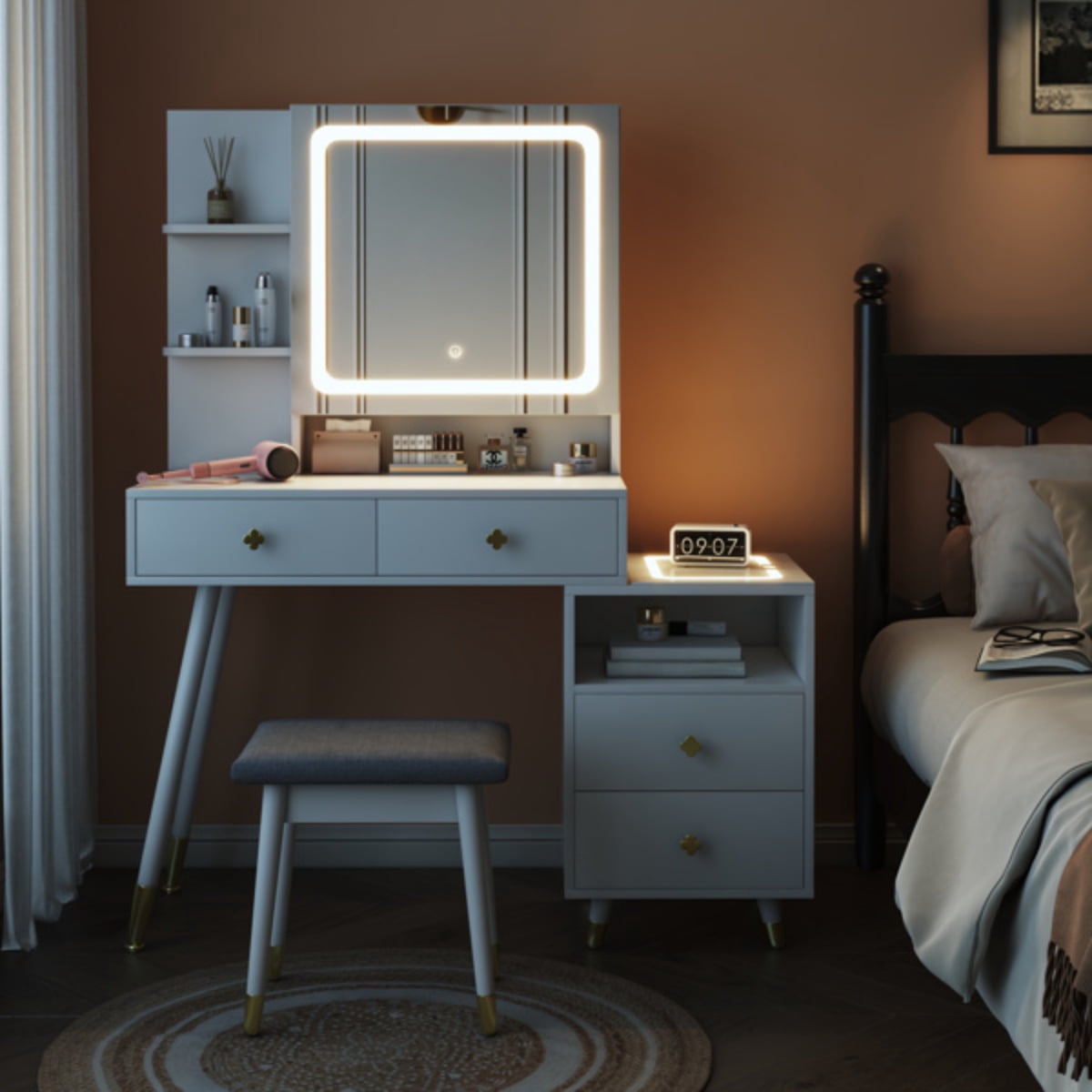 e Dressing Table With Elegant FCH Solid Wood Legs And Melamine Paste ...