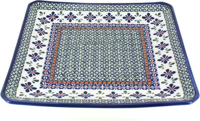 e Polish Pottery Cobalt Square Dinner Plate - Walmart.com