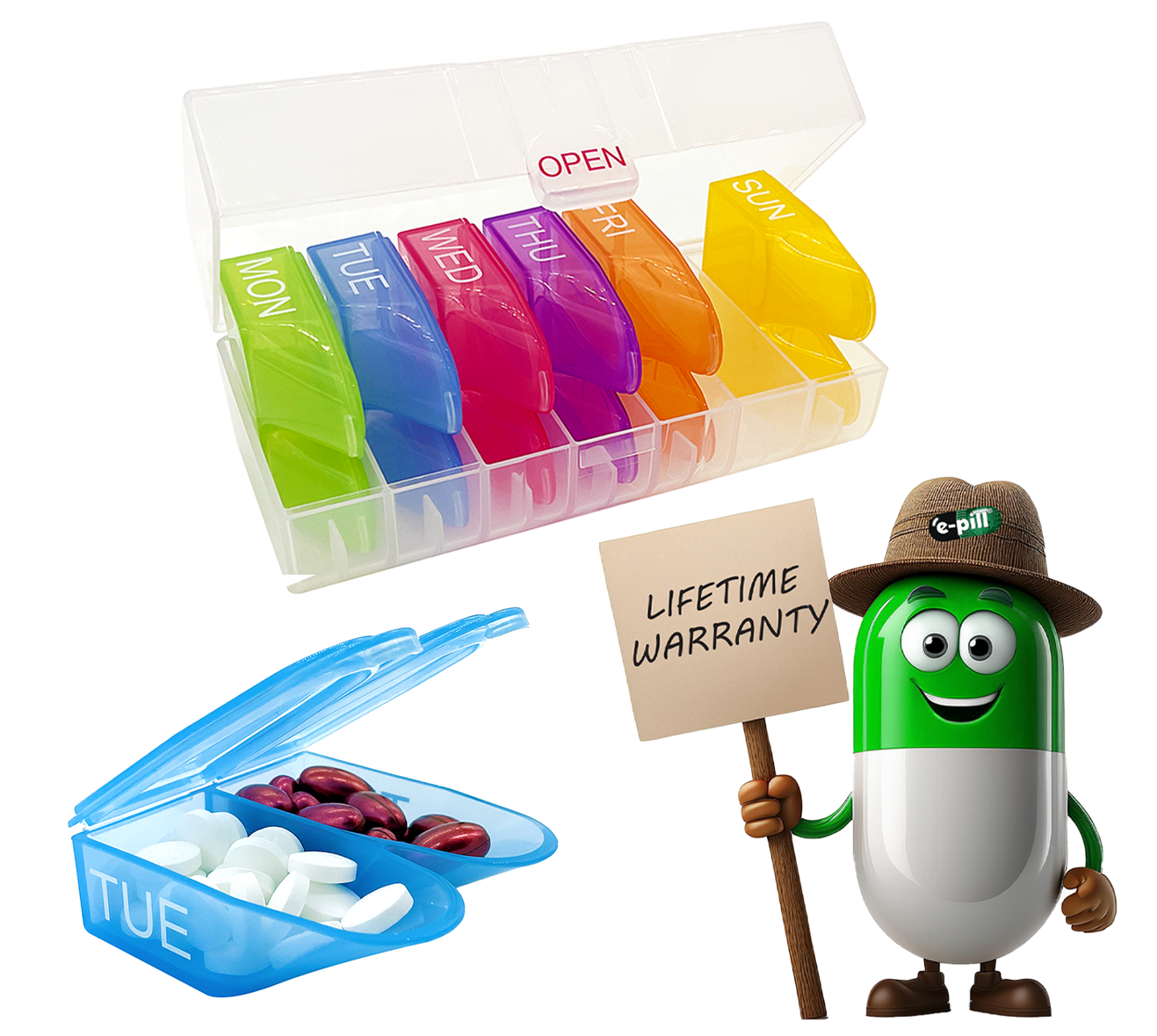 e-pill MediShot 2x7 Daily Pill and Supplement Powder Organizer, 2 Doses ...