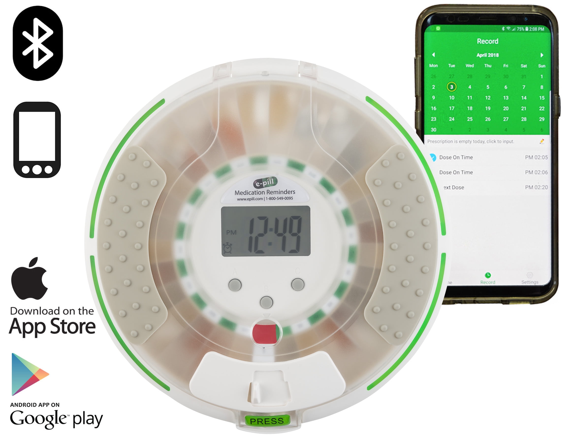 e-pill Voice Pro - Locked Automatic Pill Dispenser - Bluetooth Enabled ...