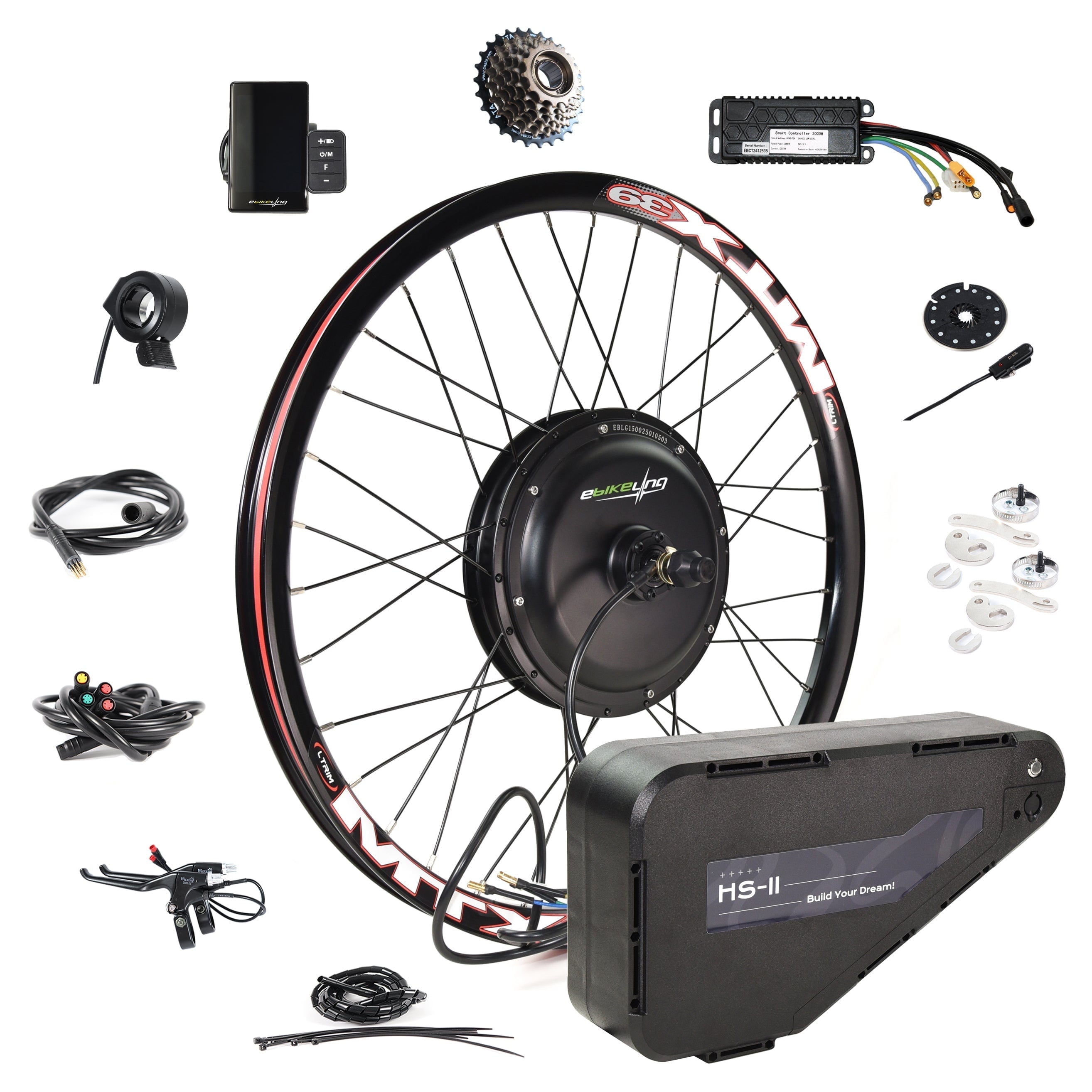 eBikeling 27.5" MTB 60V 20AH Triangle 2000W Rear Ebike Conversion Kit ...