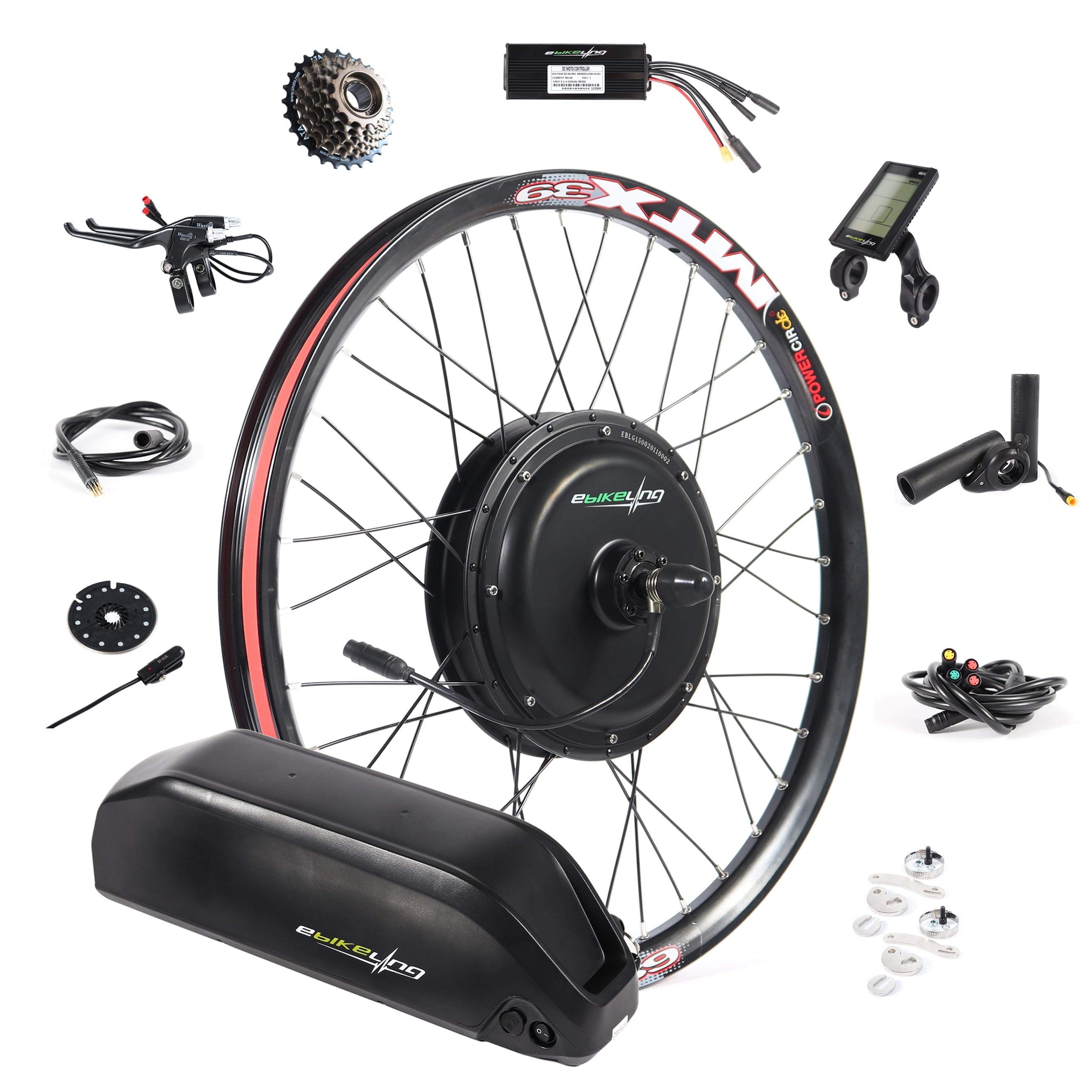 eBikeling 48V 1500W Ebike Conversion Kit with Battery 52V 17.5AH Shark, Add On Electric Bike Kit ...