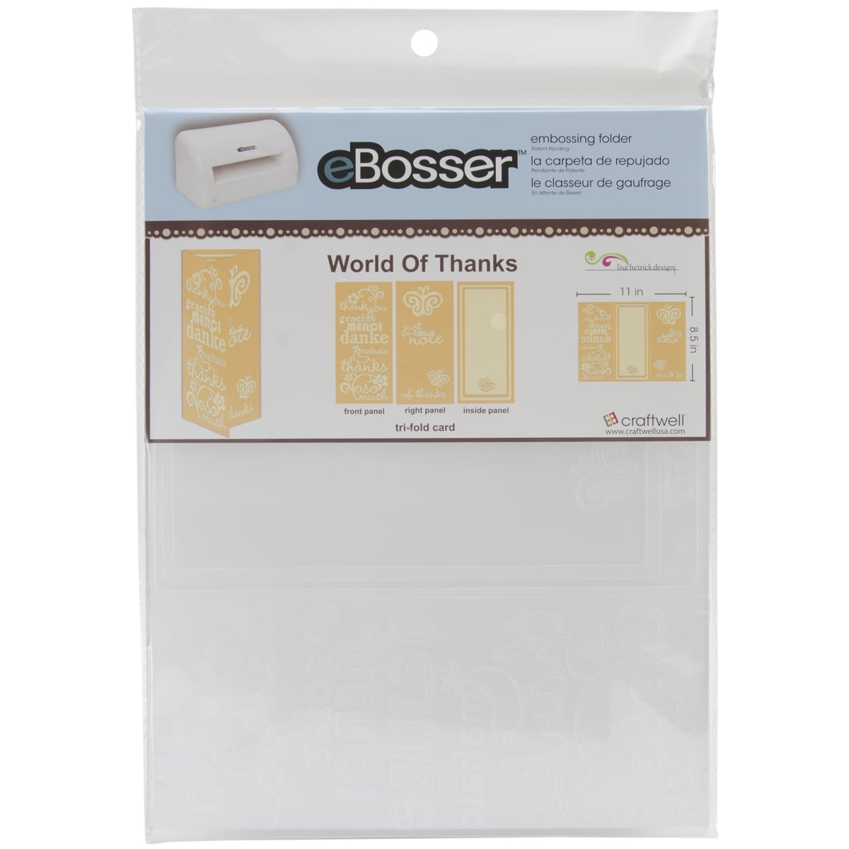 eBosser Embossing Folders Letter Size-World Of Thanks, Pk 1, Craftwell ...