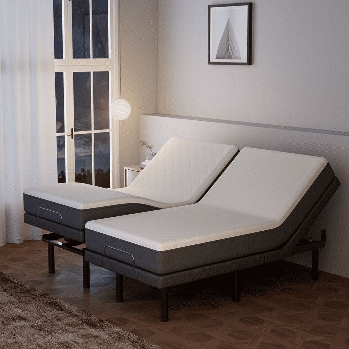 eChamp Electric Adjustable Bed Frame Base with Massage,Remote Controller,No Mattress,Split King ...