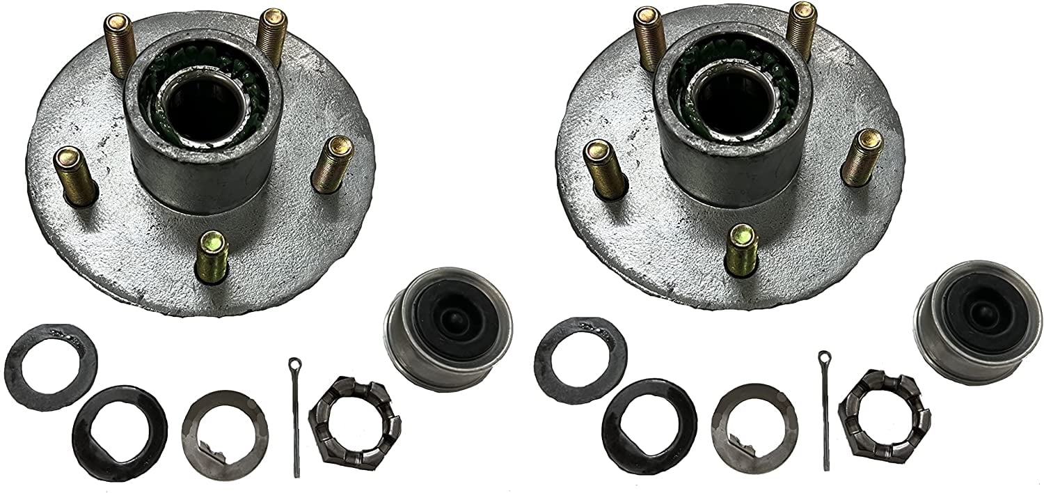 eCustomhitch 2-Pack Trailer Wheel Hub Pre-Greased Complete Galvanized 5 ...