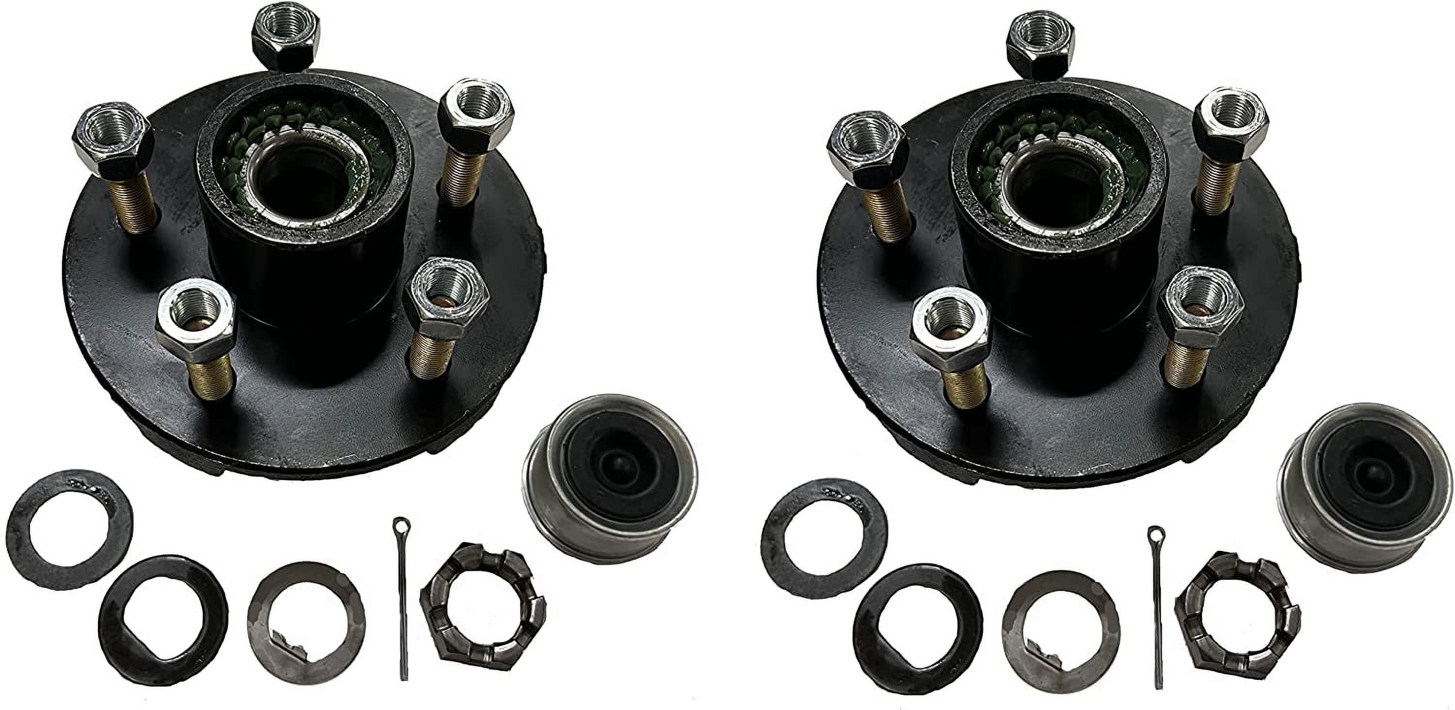 eCustomhitch 2-Pack Trailer Wheel Hub Pre-Greased Complete Kit Steel 5 ...