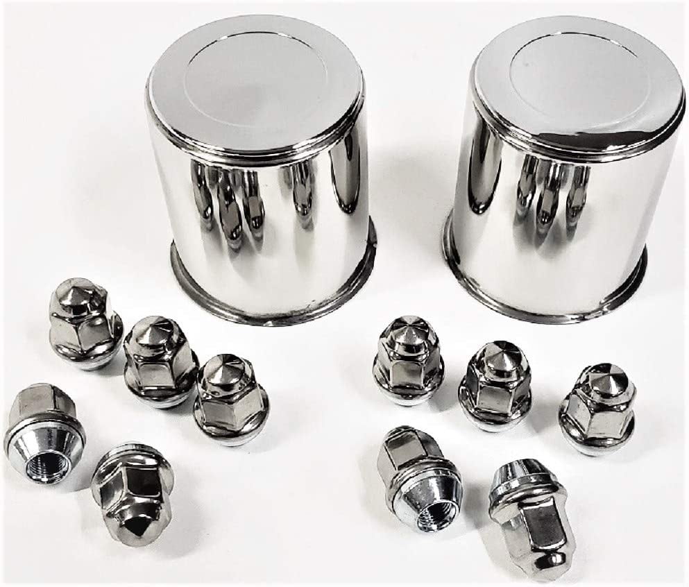 eCustomhitch TWO Trailer Wheel Lug and Cap Sets - Stainless Hub Cover ...