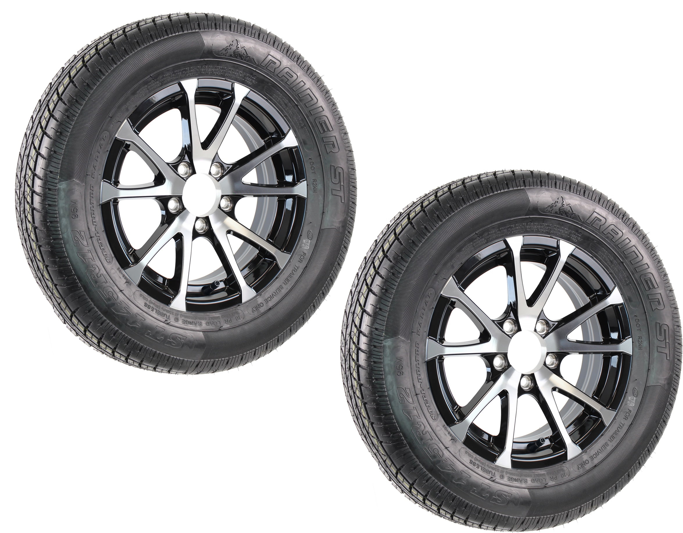 2-Pack eCustomhitch Aluminum 5 Lug Trailer Wheel with 145/R12 Radial ...