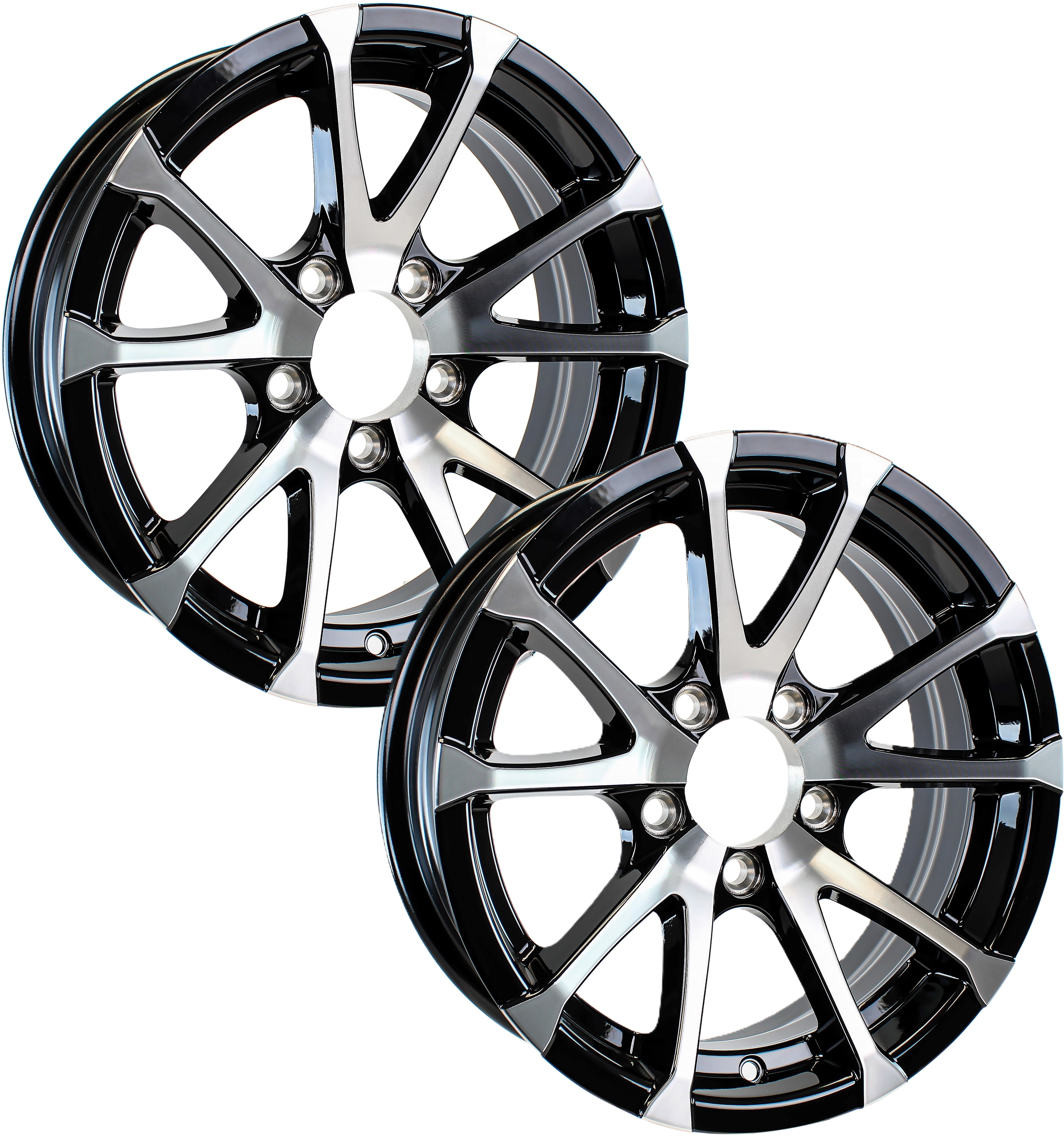 eCustomhitch Aluminum Trailer Rims Wheels 5 Lug 14in. V-Spoke Black ...