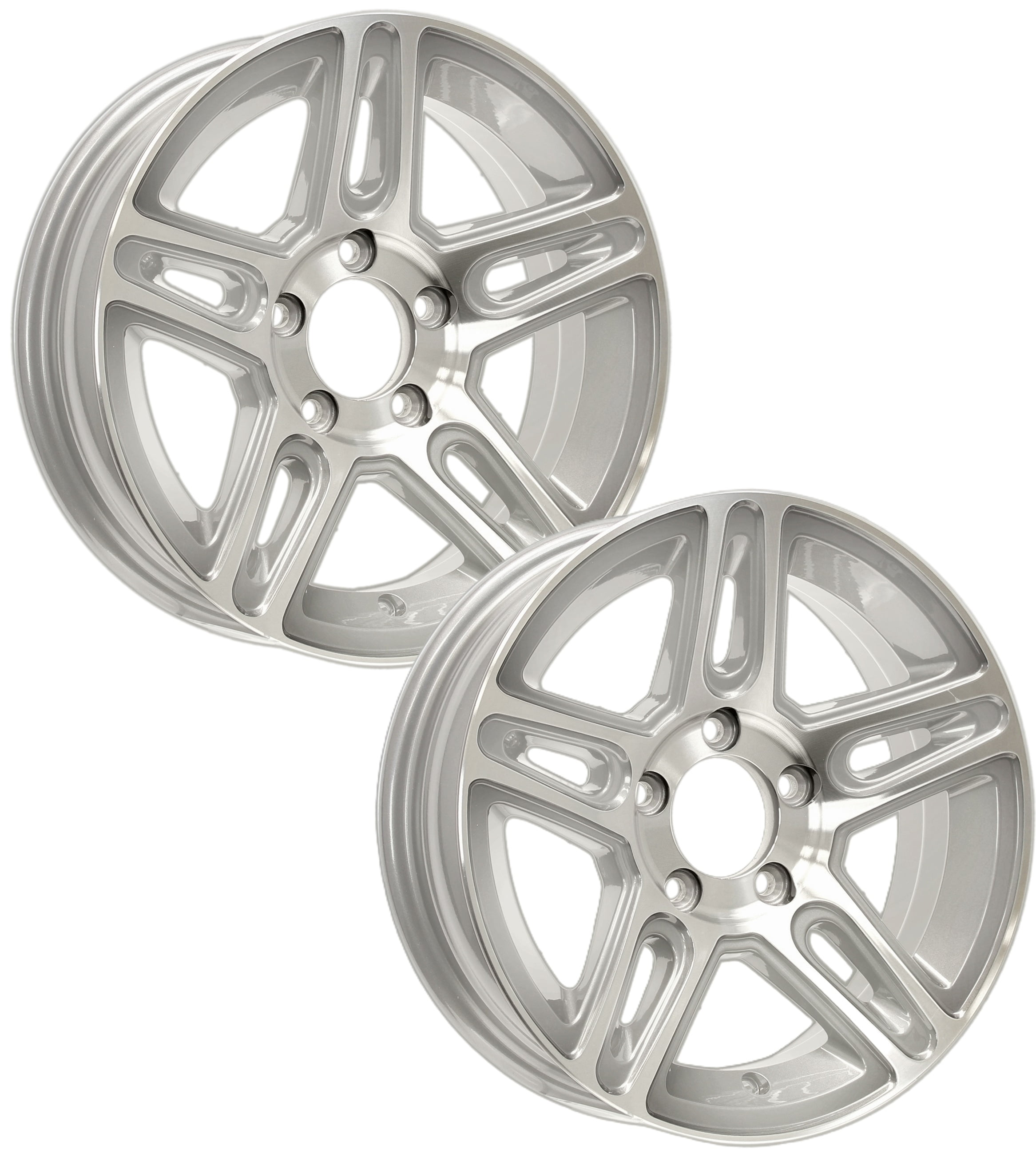 eCustomrim 2-Pack Aluminum Trailer Wheels 15x5 15 Inch Rim Silver ...