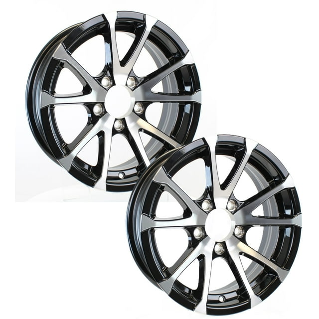 "Pack of 2, 15-inch Aluminum Trailer Rim T-07 Spoke - Black Machined, 5 ...