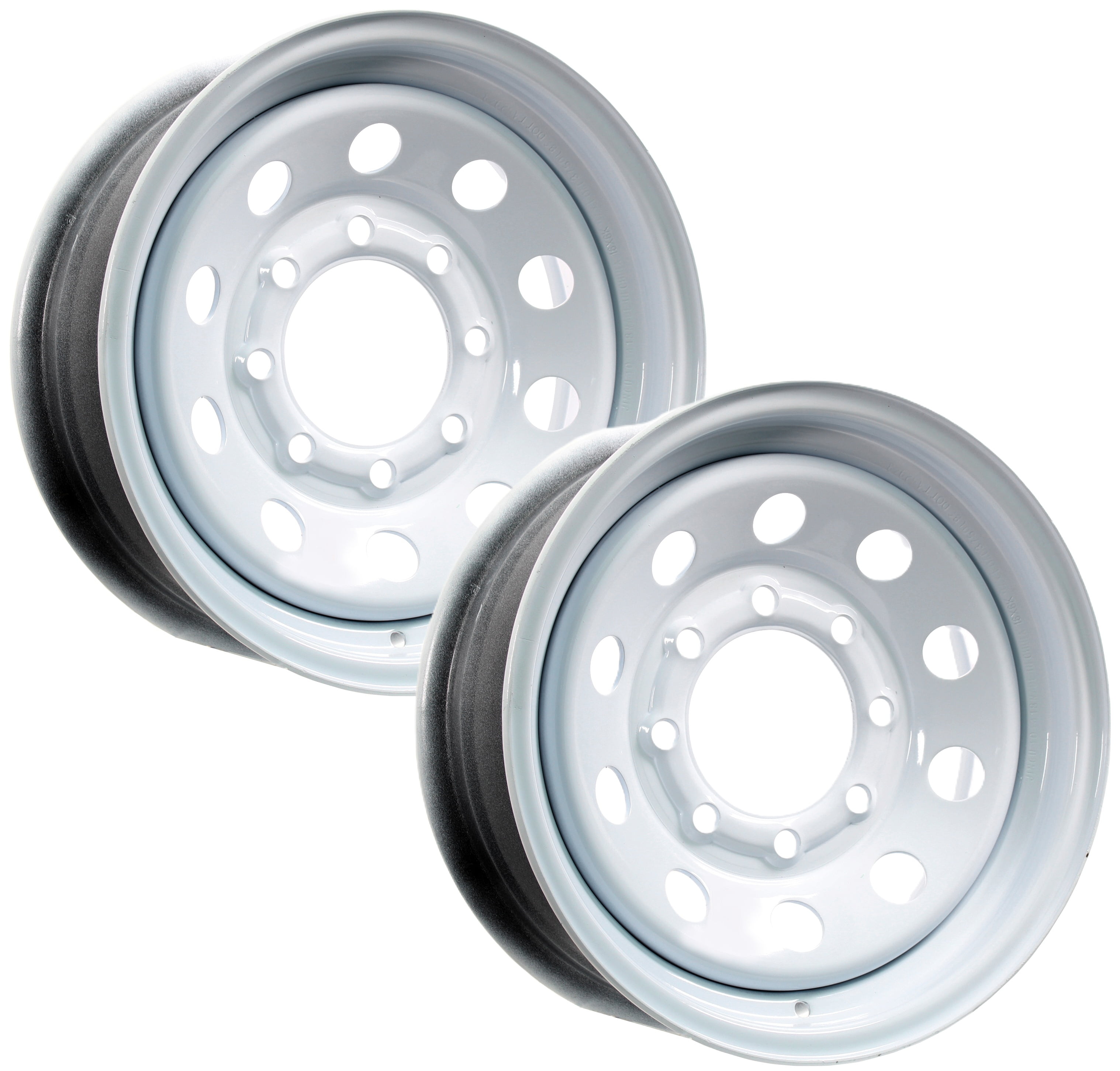 2-Pack Heavy Duty 16X6 Steel Trailer Rims Wheels, 8 Lug, White Modular ...