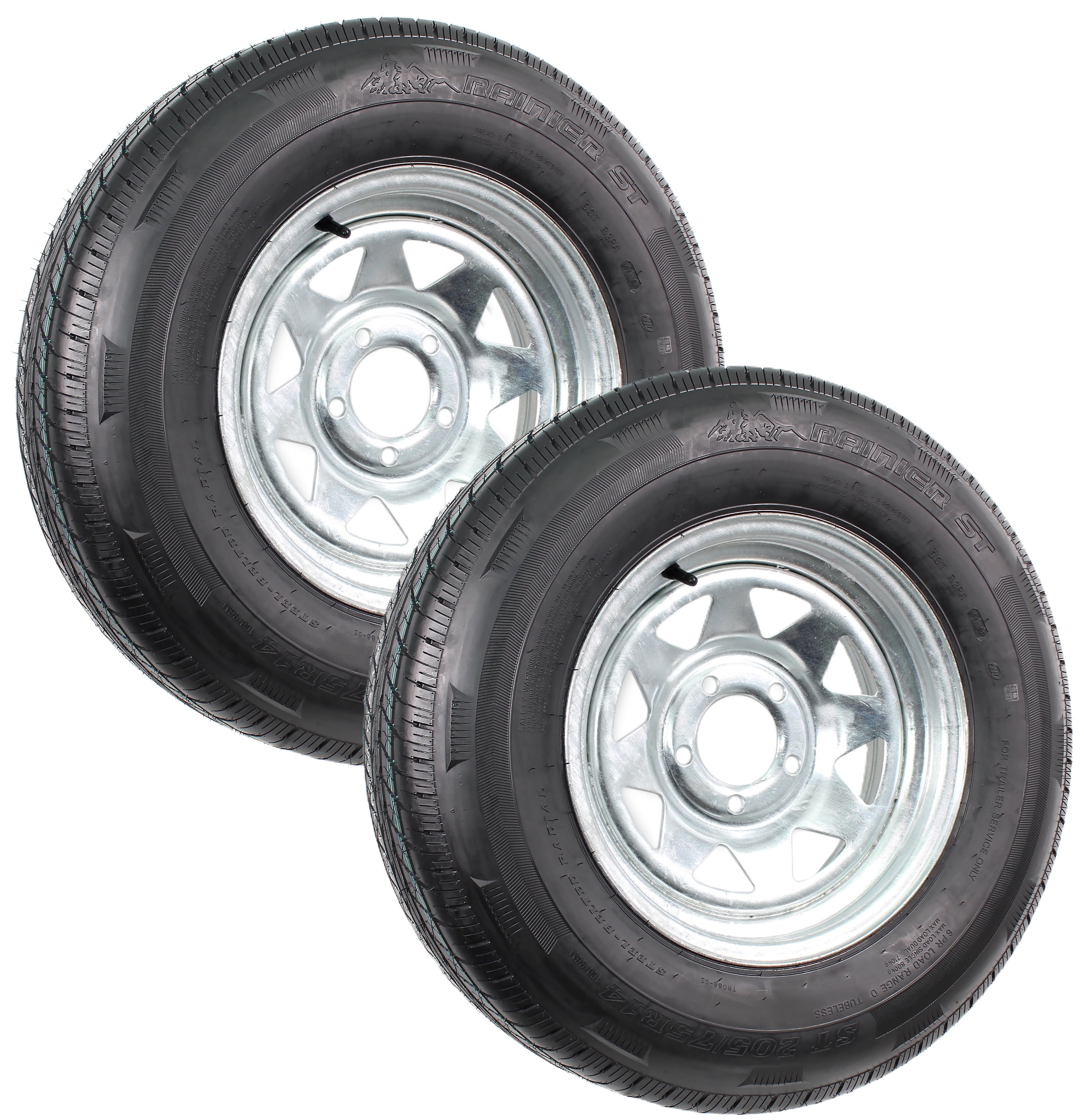 5 Lug Trailer Wheel Replacement On Black Aluminum Rim - Load Range C 5 ...