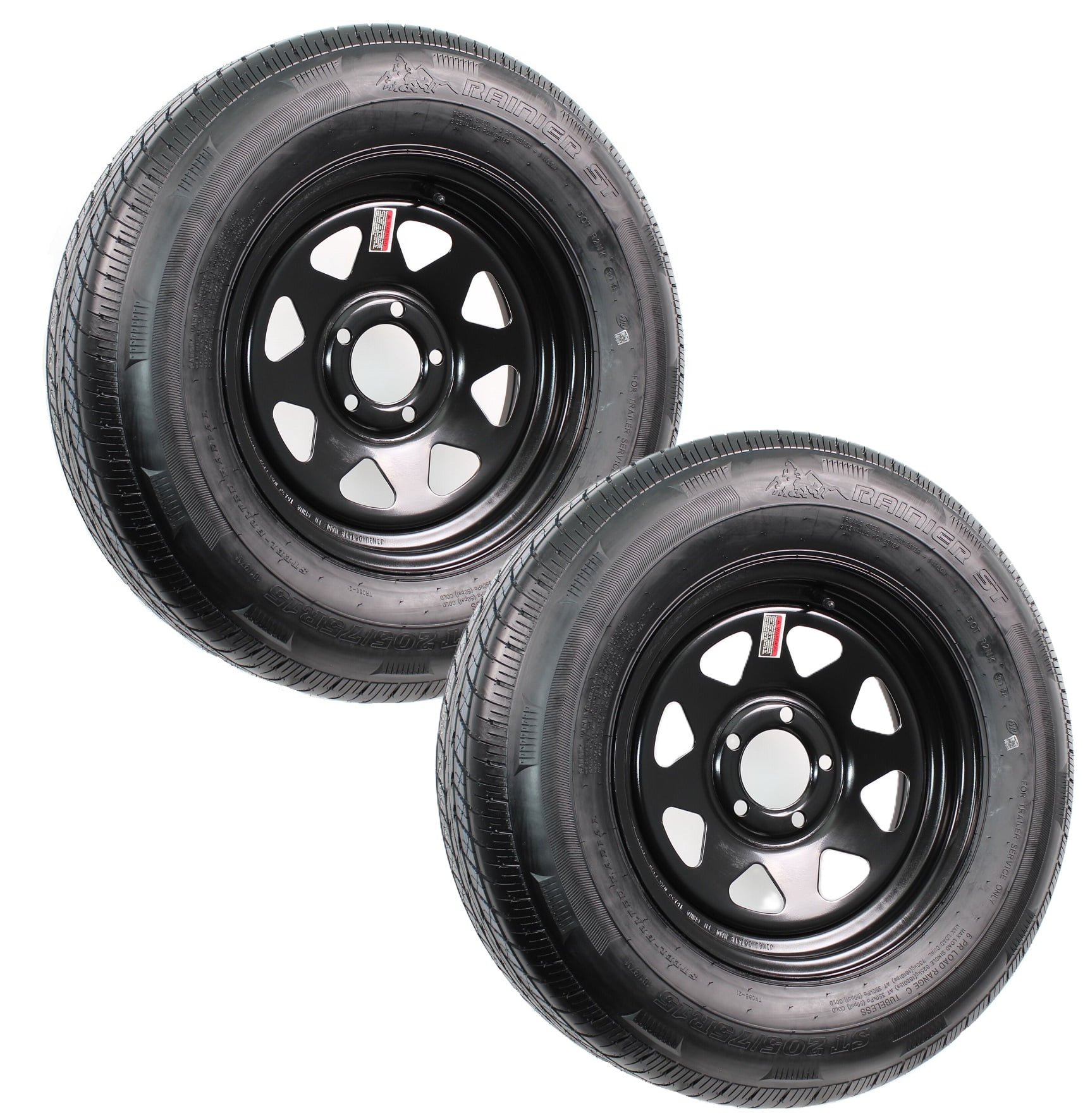 2-Pack Steel Radial Trailer Tires On Rims ST205/75R15 LRC 5-4.5 Black ...