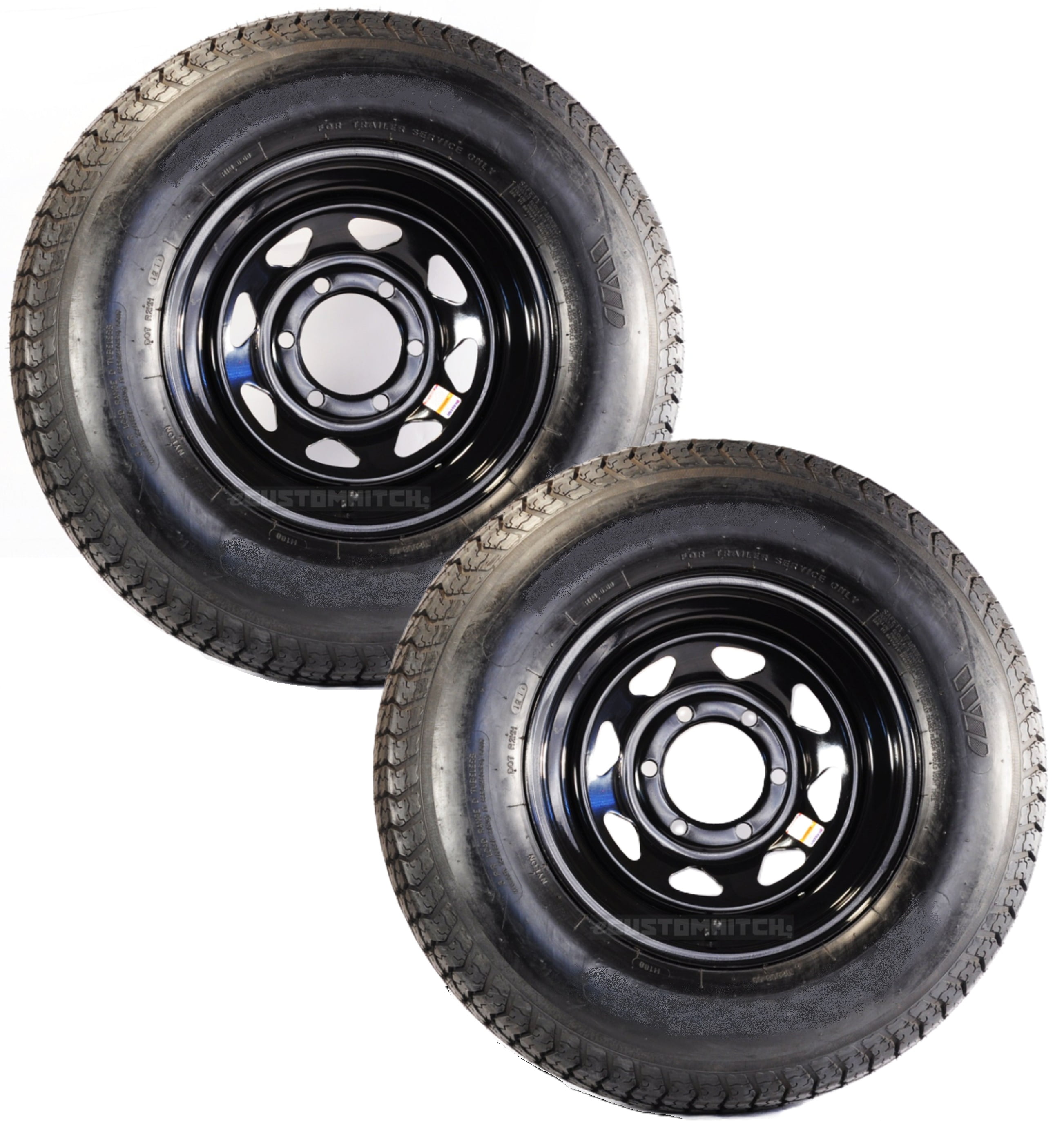 eCustomrim 2-Pack Radial Trailer Tires Rims ST225/75R15E 6L Load E 6-5. ...