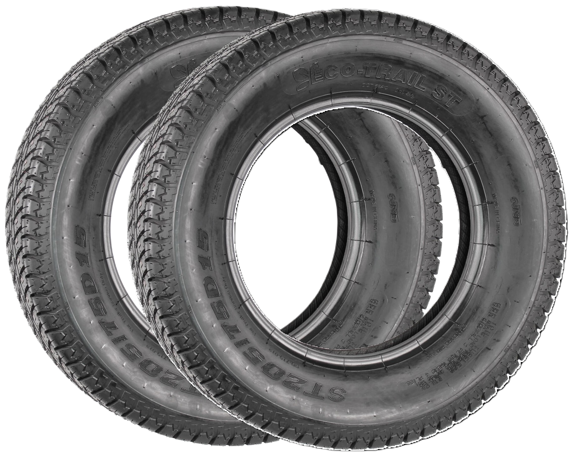 Eco Trail 2-Pack Trailer Tires ST205/75D15 Bias Ply Load Range C, 1760 ...