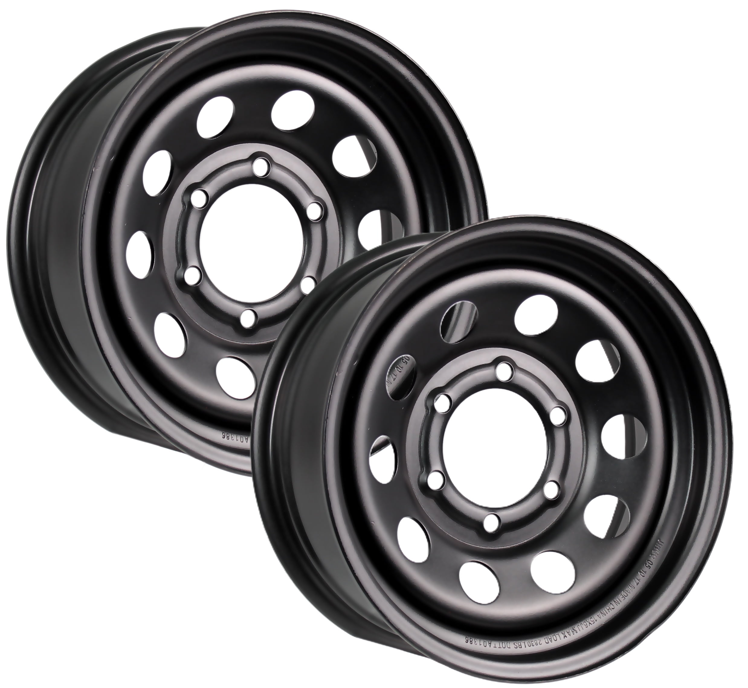 "eCustomhitch - 2-Pack Modular Trailer Rim Wheel 15X6, Steel, Black, 6 Lug, 2830 Lb. Load, 4.25 ...