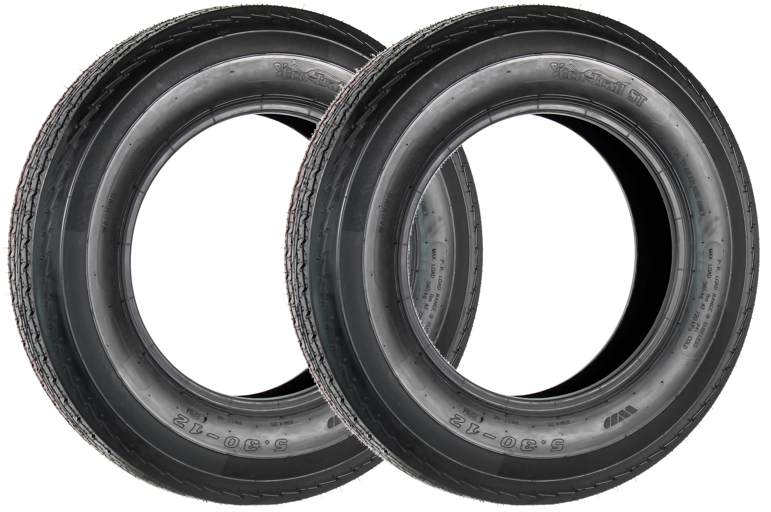 eCustomrim Radial 2-Pack Trailer Tire 5.30-12 530-12 12 Inch LRB 2 Year ...