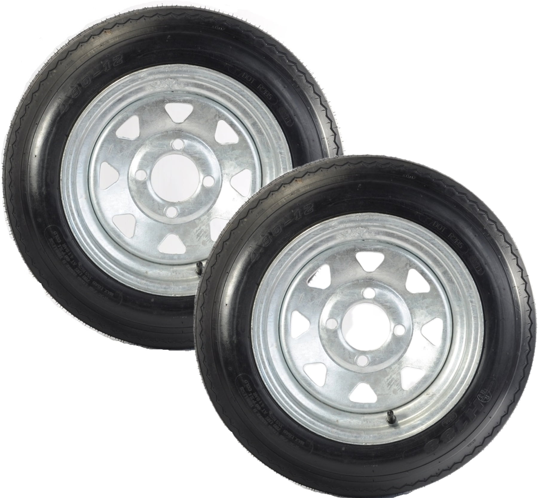 "eCustomhitch 2-Pack Pre-Mounted Trailer Tires & Rims 4.80-12 12"" Load ...