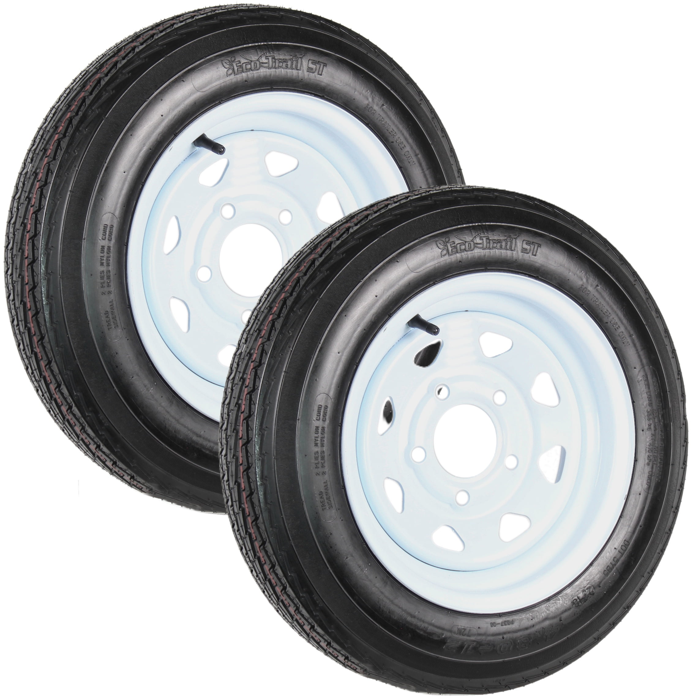 Pre-Mounted Trailer Tires & Rims 2-Pack Bias Ply 480-12 LRB 5 Lug Wheel ...