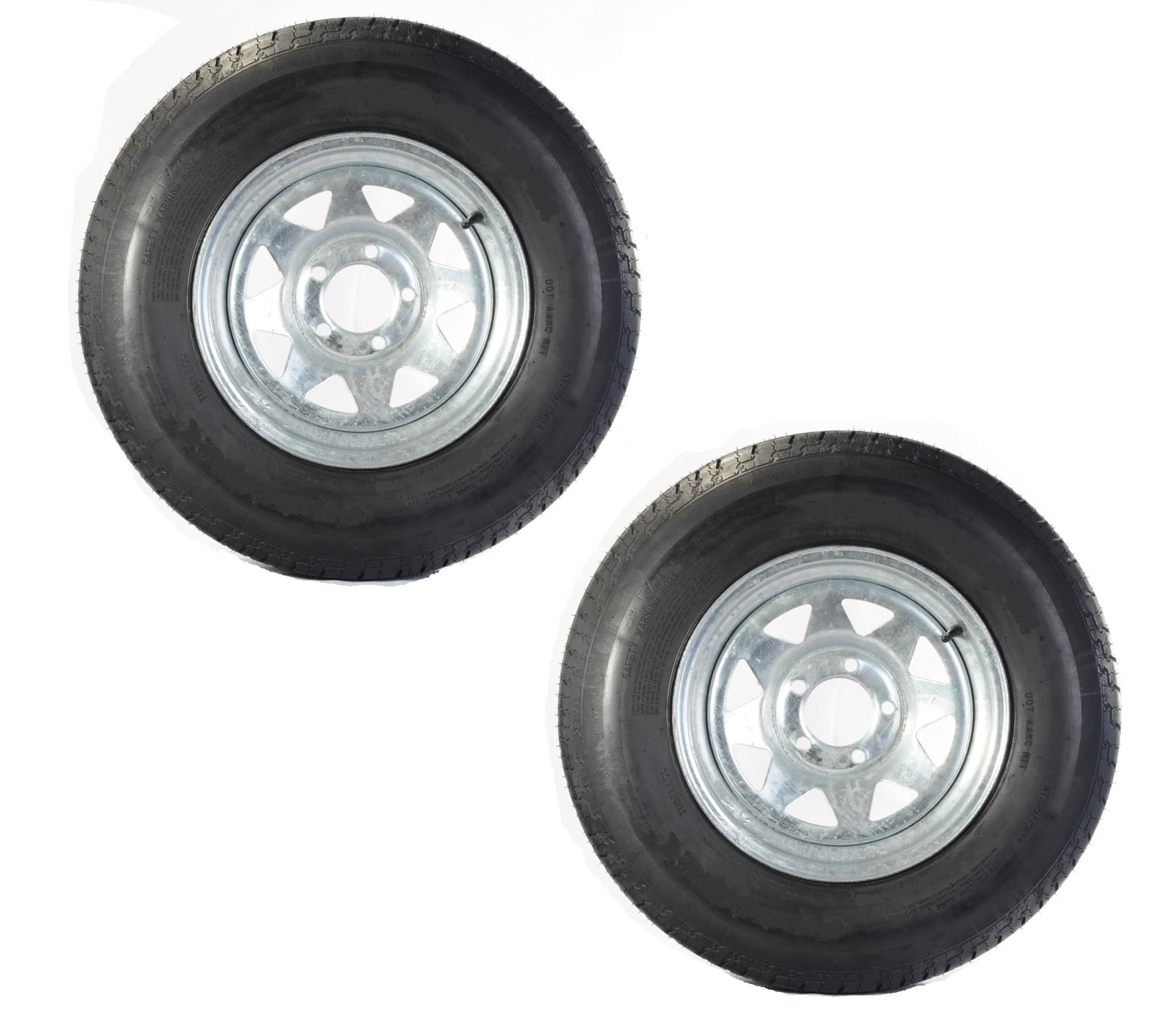 2-Pack Pre-Mounted Galvanized Trailer Tires & Rims ST185/80D13 - 5 Lug ...