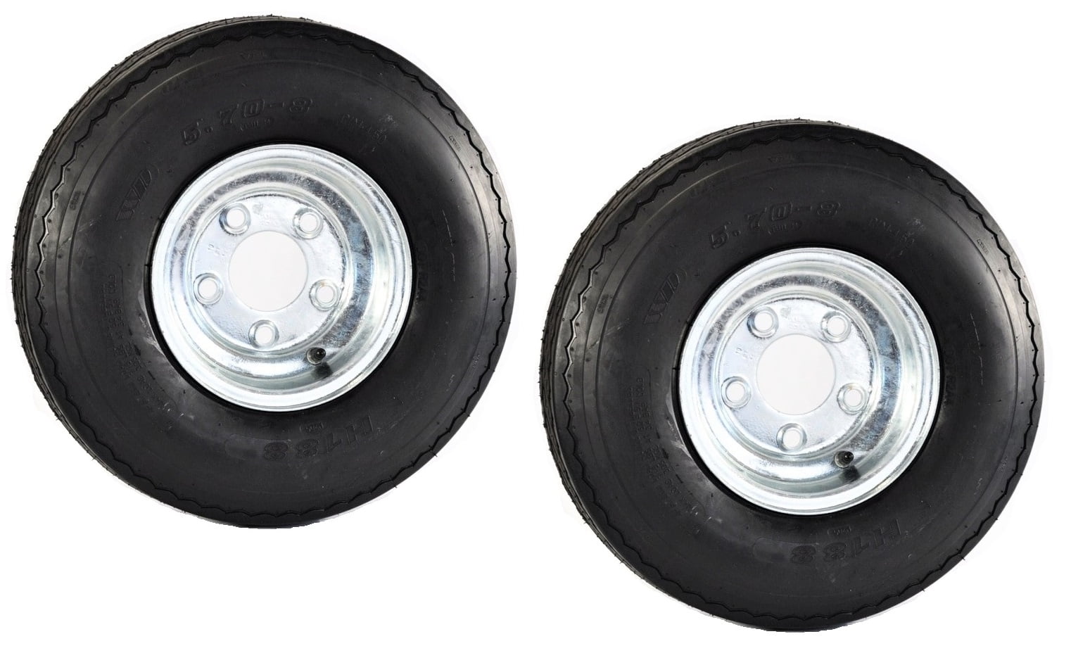 eCustomhitch 2-Pack Pre-Mounted Trailer Tires & Rims 5.70-8 570-8 5 Lug ...