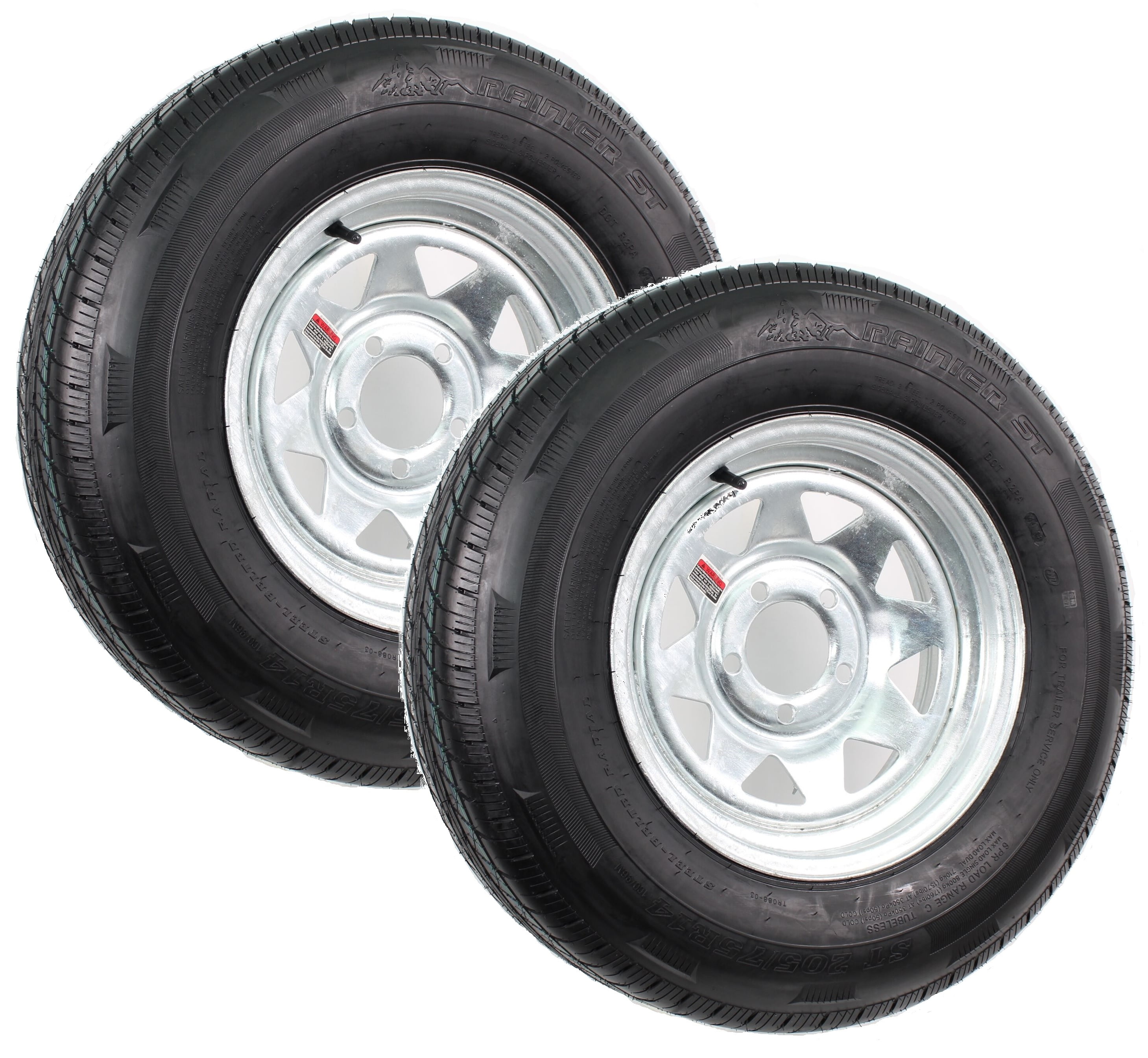 eCustomrim 2-Pk Radial Trailer Tire On Rim ST205/75R14 Load C 5 Lug ...