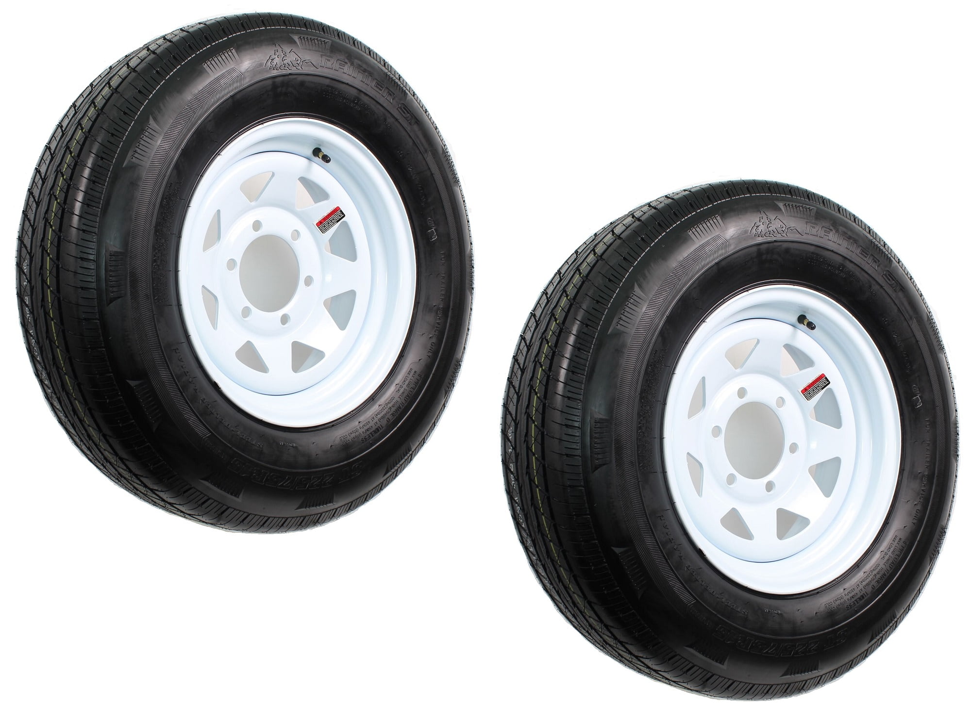 eCustomrim 2-Pk Radial Trailer Tire Rim ST225/75R15 225/75-15 Load D 6 ...