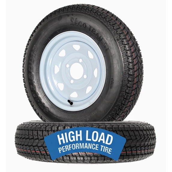 Walmart 2-Pack Trailer Tires & Rims, ST175/80D13, 4 Lug White Spoke ...